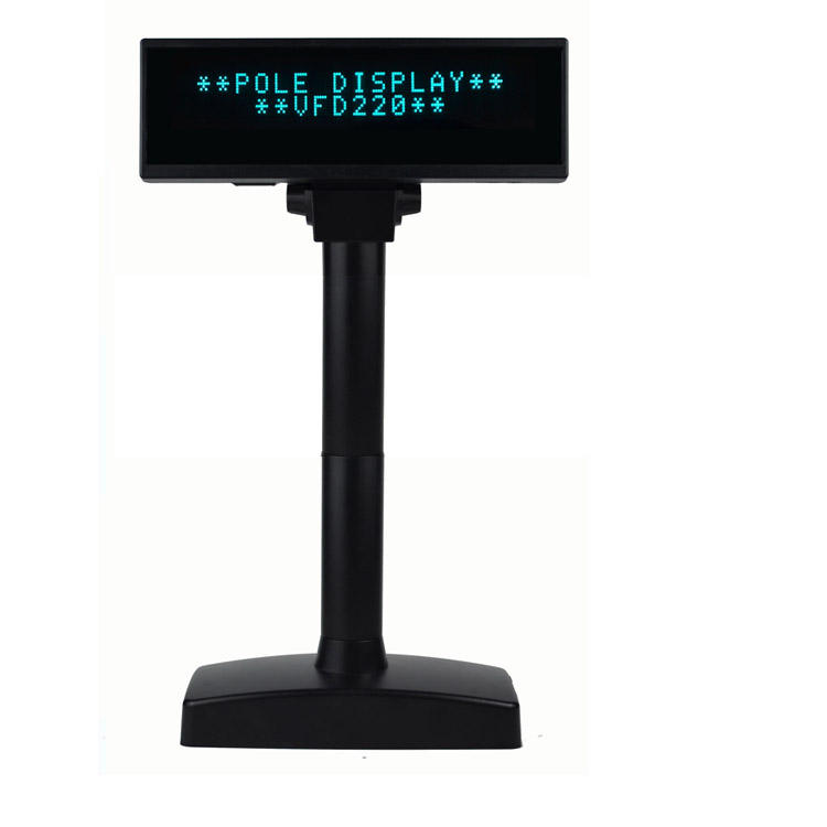 2-Line VFD Pole Display – RS232/USB POS Screen with Adjustable Stand
