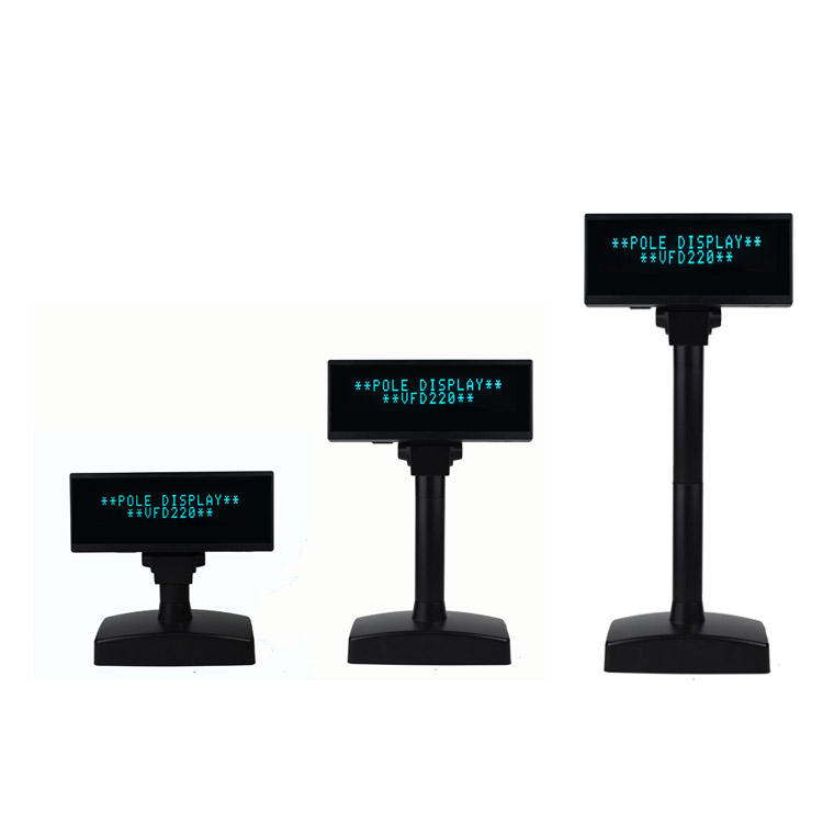 2-Line VFD Pole Display – RS232/USB POS Screen with Adjustable Stand